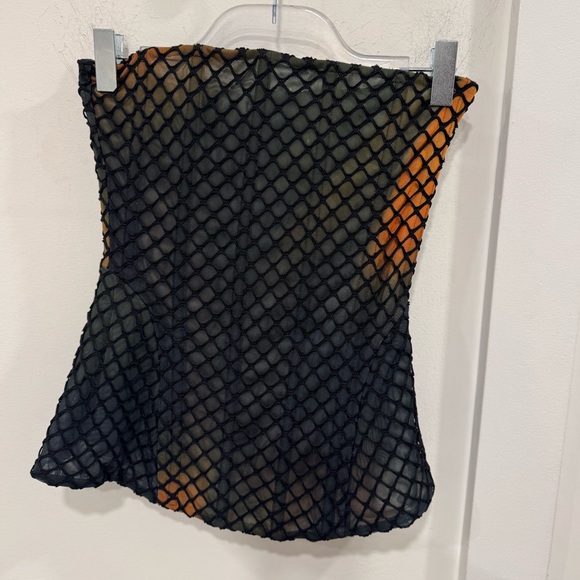 Miaou | Tops | Miaou Black Mesh Top With Orange Detail | Poshmark